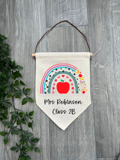 Teacher gift Pennant Personalised, Classroom pennant, Gift for teacher ...